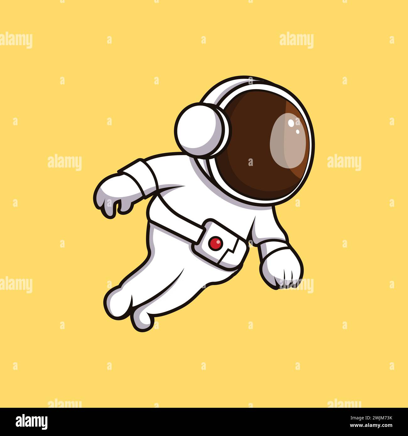 Flat style cute astronaut flying cartoon vector icon illustration ...