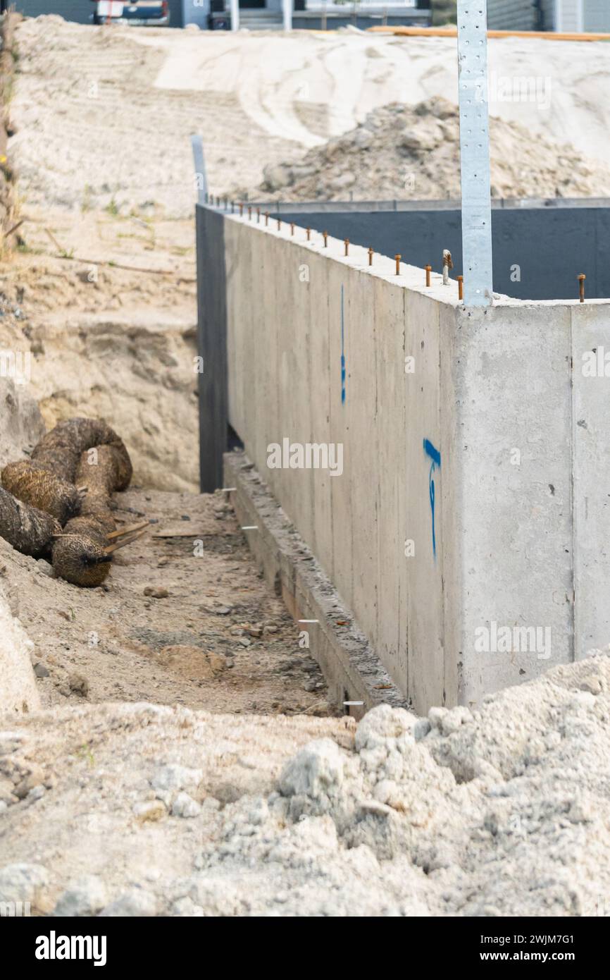 Suburban Single-Family House Construction: Foundation Stage Progress ...