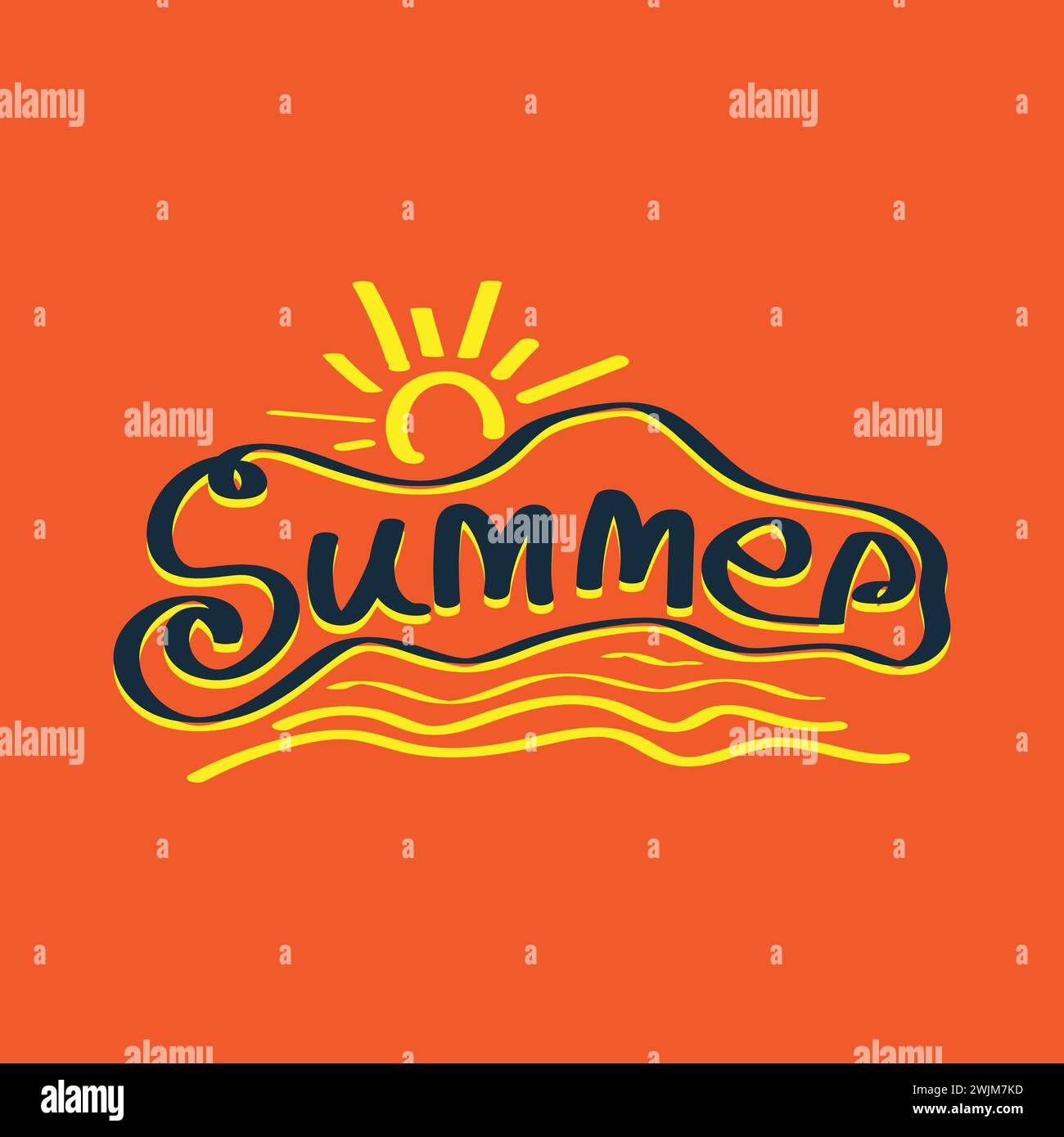 Summer hand drawn lettering script vector illustration Stock Vector ...