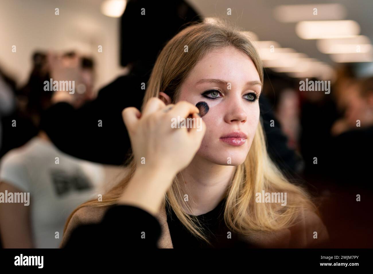 Models backstage during the Mark Fast show at Orchard Place, London ...