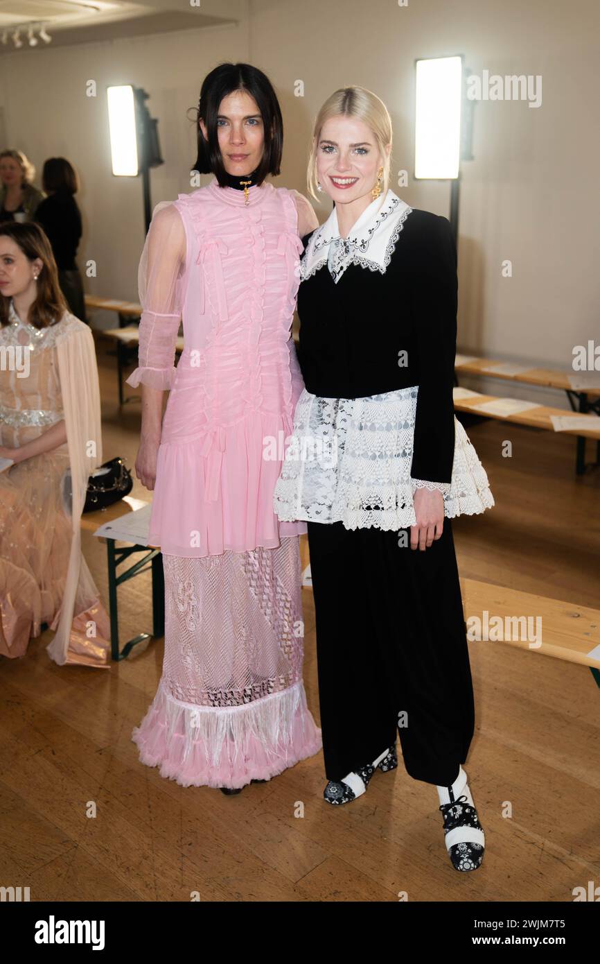 Elena Rendina and Lucy Boynton pose before the Bora Aksu show at The ...