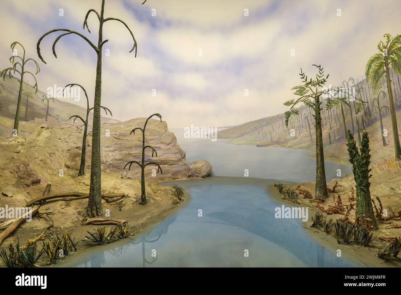 A recreation of early evolution life developing at a watery marsh ...