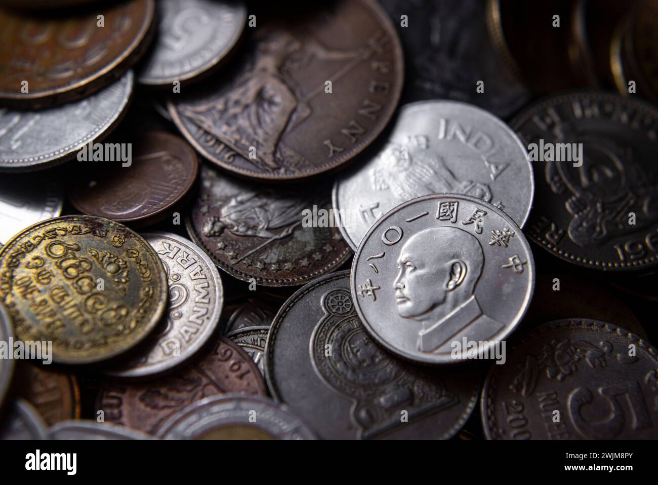 A collection of various types of coins Stock Photo - Alamy