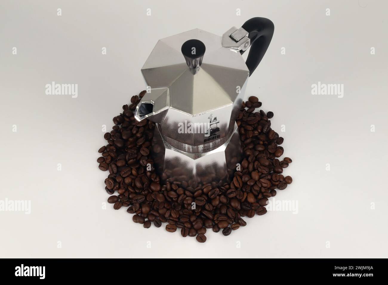 Italy, february 17 - 2024, traditional coffee maker pot, typical ...