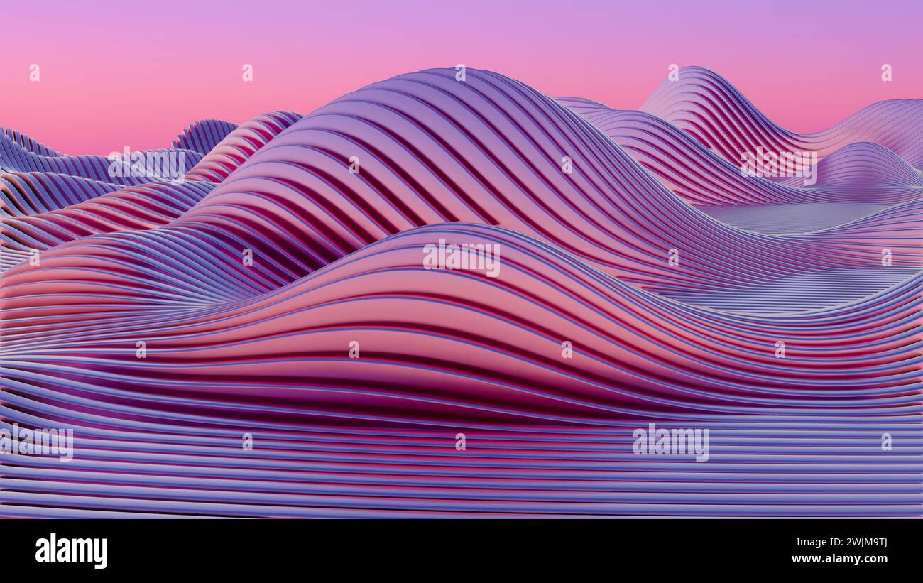 This Landscape Image features a minimalist design of retro waves with a ...