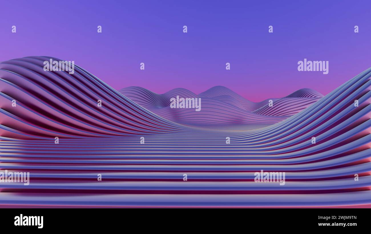 This Landscape Image features a minimalist design of retro waves with a ...