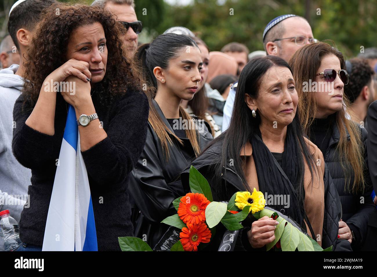 Mourners weep for Israeli Defense Forces Sgt. Rotem Sahar Hadar, a ...