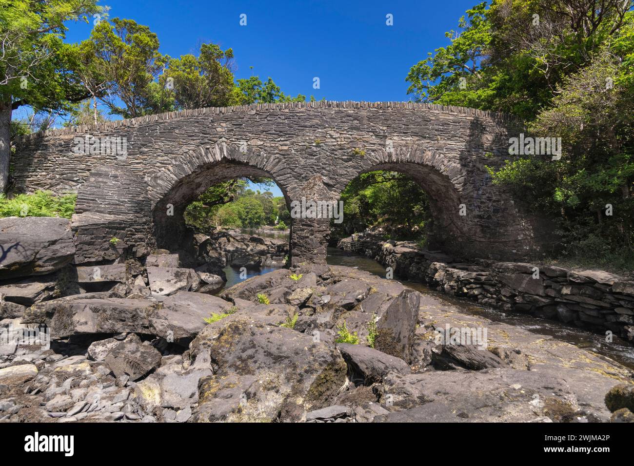 Ireland, County Kerry, Killarney, Old Weir Bridge at the Meeting of the ...