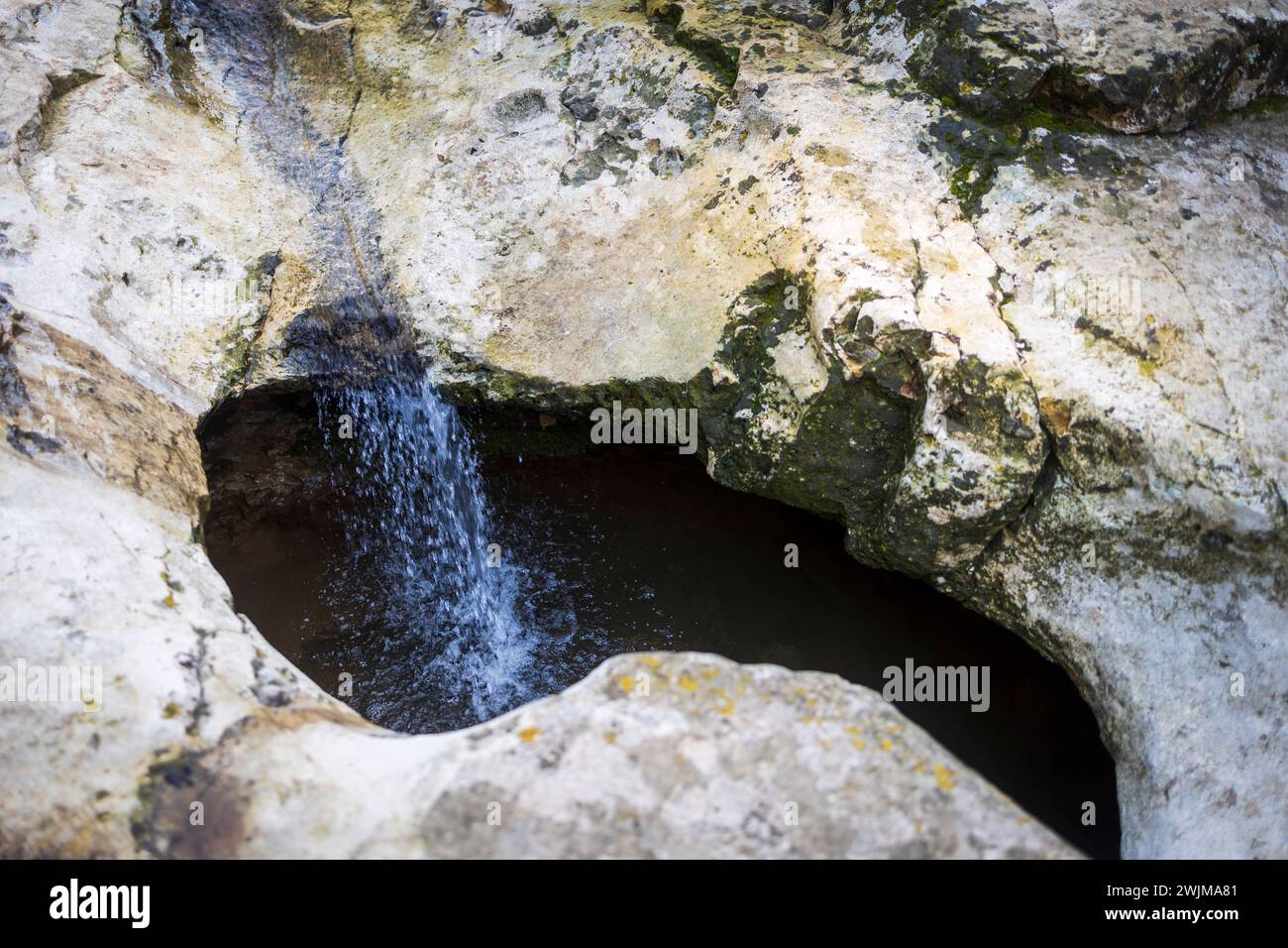 The mouth of the Oren stream on Mount Carmel in Israel with natural ...