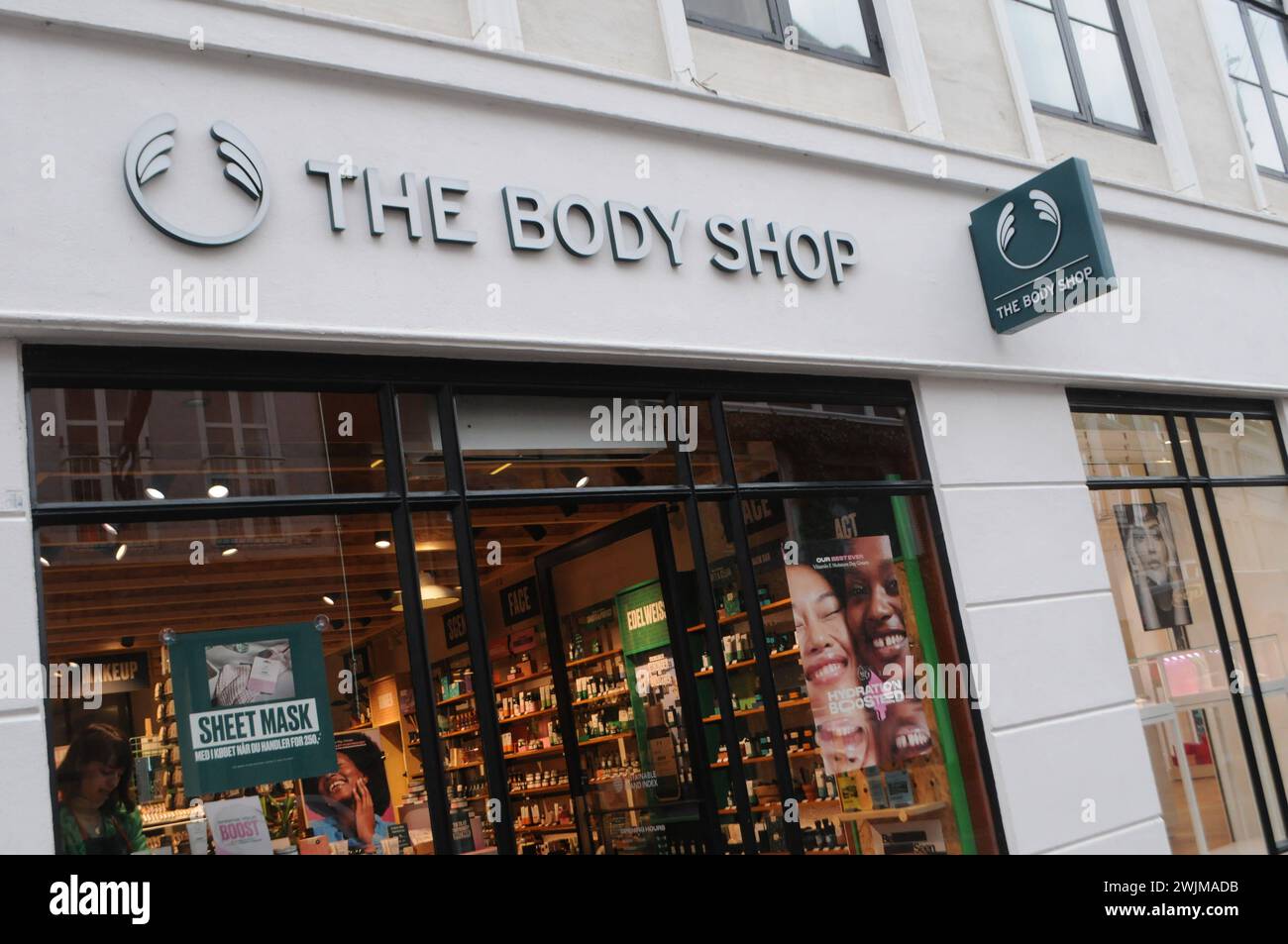 Copenhagen, Denmark /16 February 2024/.The body shop location stroeget ...