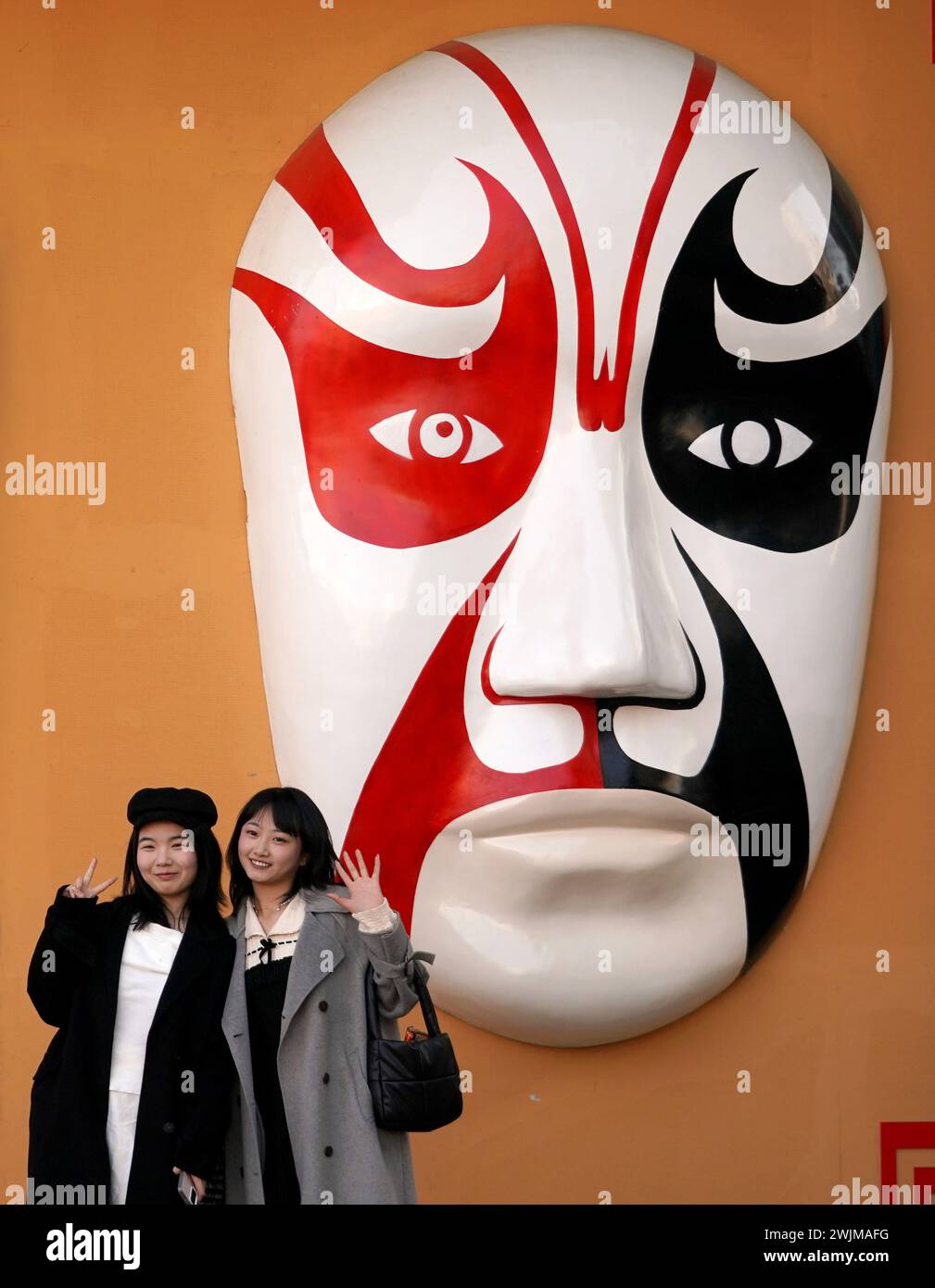 Zhengzhou, China's Henan Province. 16th Feb, 2024. People pose for a ...
