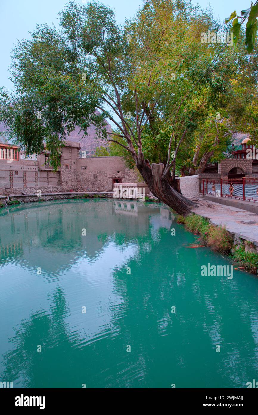 Magnificent turquoise green water in old Ganish village near Karimabad ...