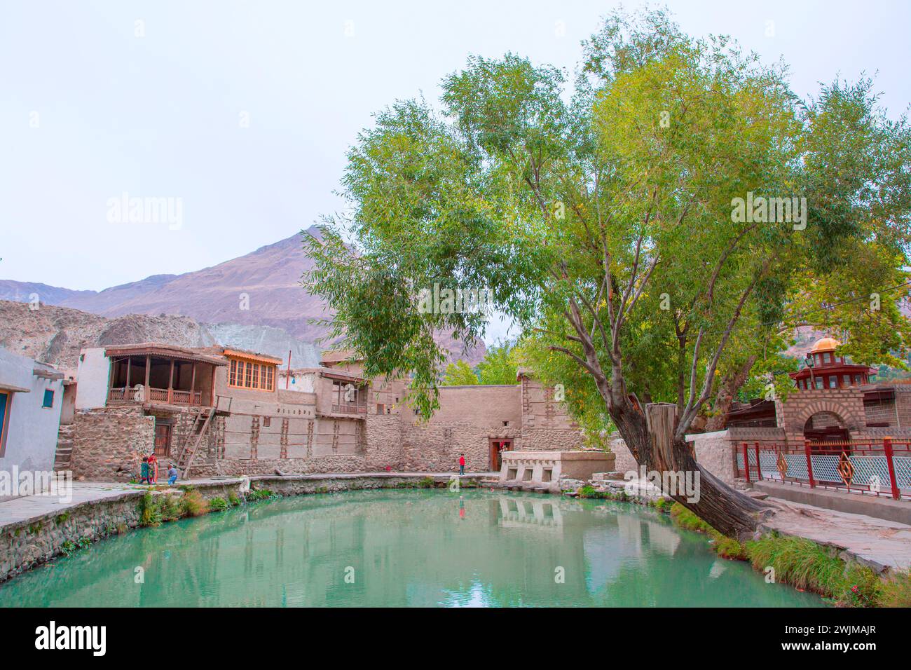 Magnificent turquoise green water in old Ganish village near Karimabad ...