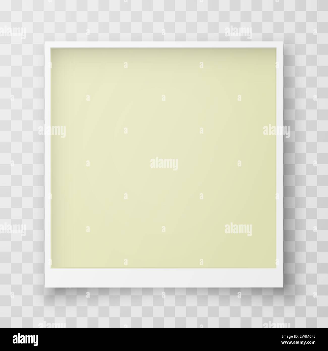 Retro photo frames with white margins and glare on a transparent ...