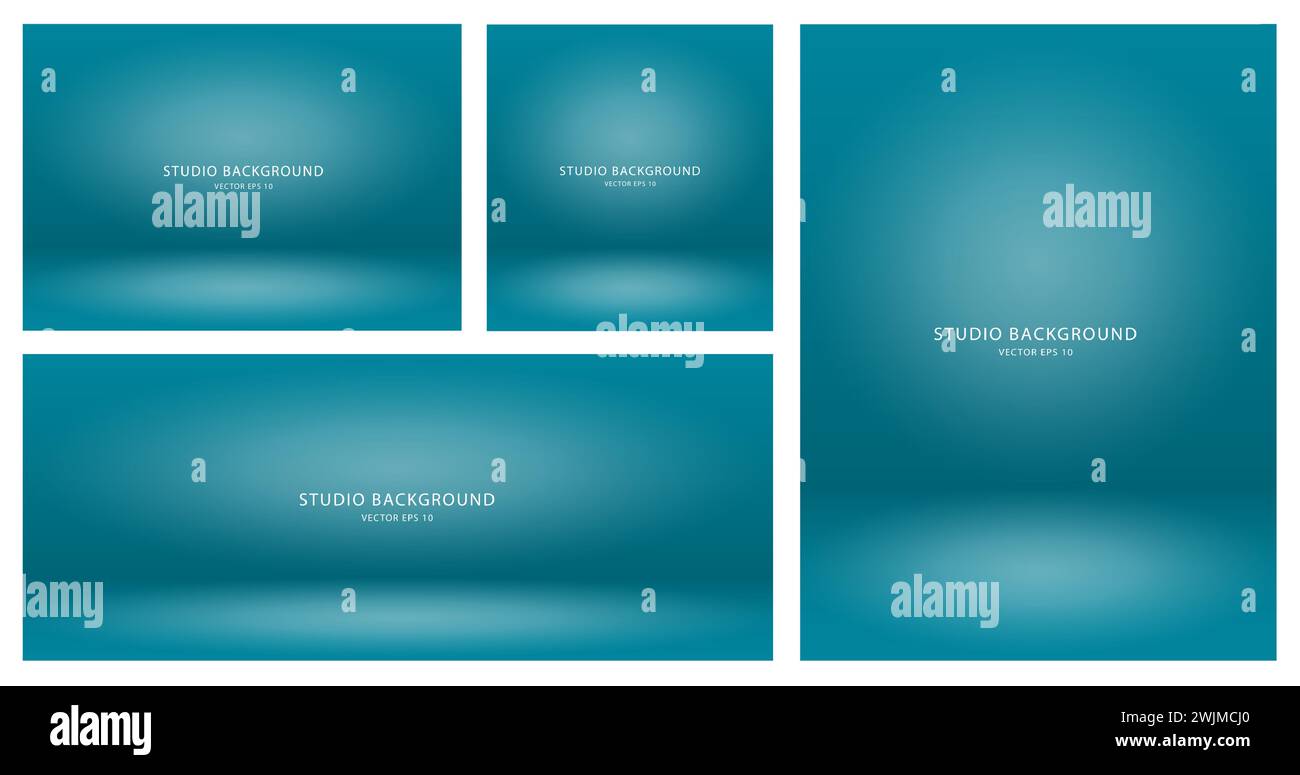 A large set of empty blue studio backgrounds. A collection of empty ...