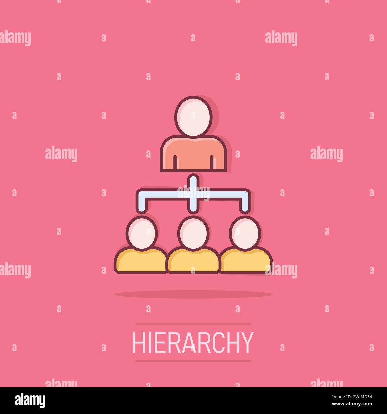 Corporate organization chart with business people vector icon in comic ...