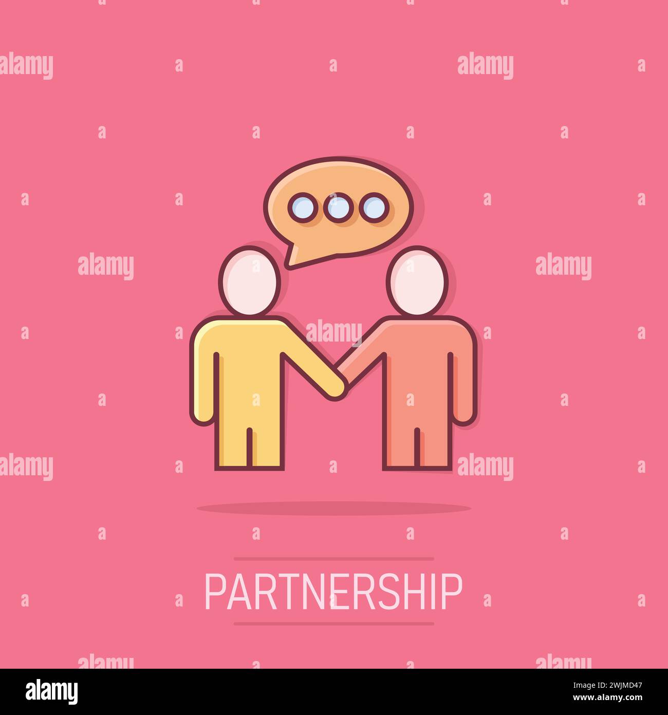 Greetings gesture icon in comic style. People handshake cartoon vector ...