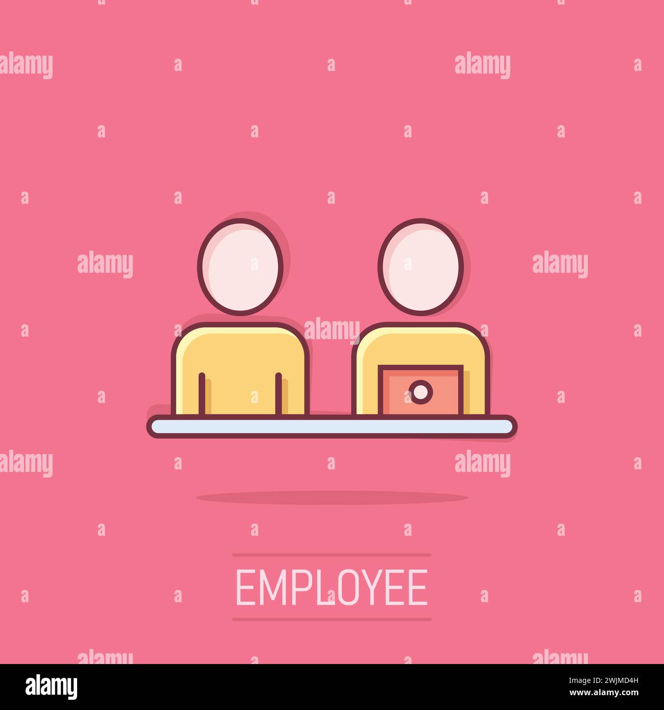 People with laptop computer icon in comic style. Pc user cartoon vector ...