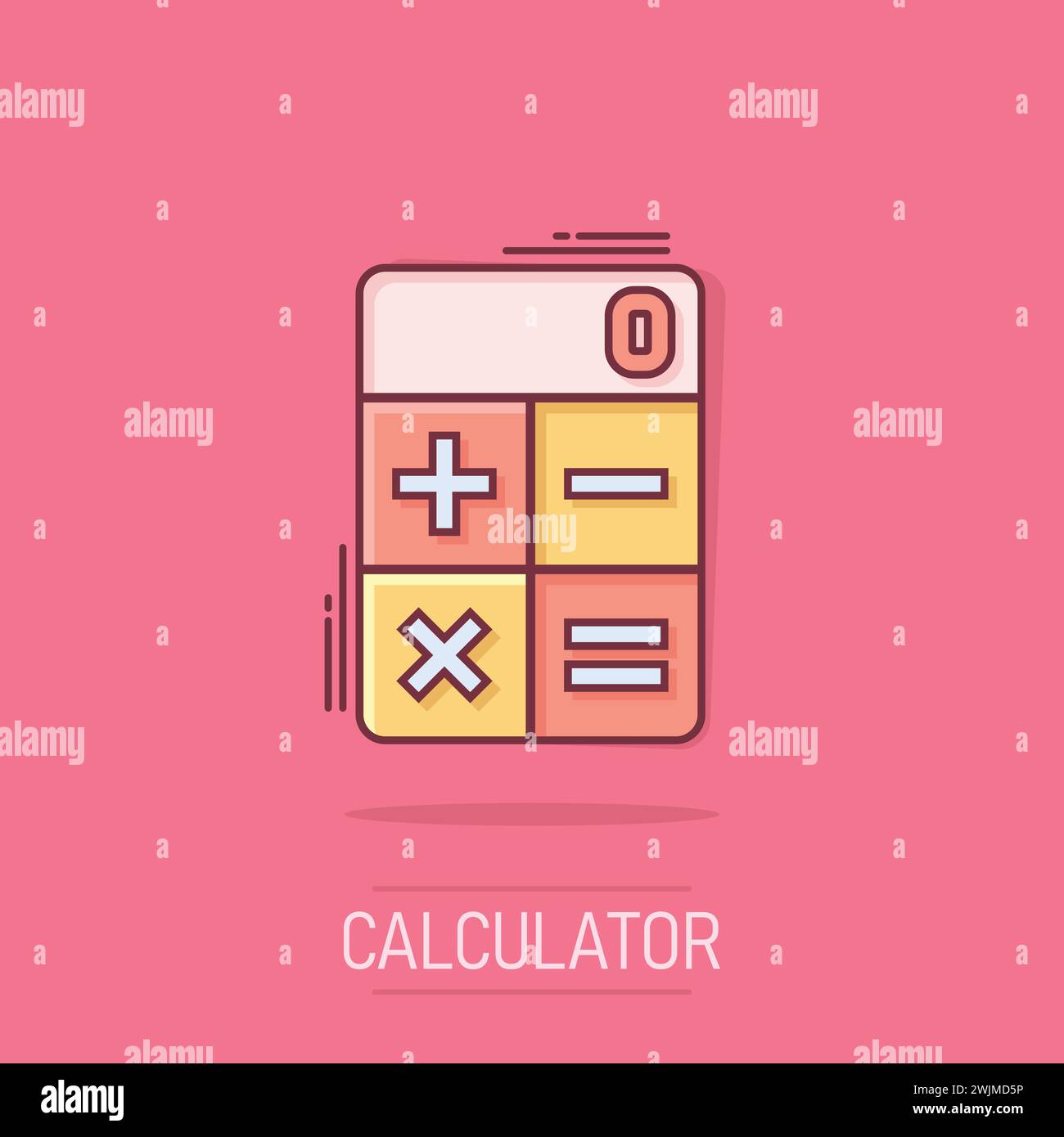 Calculator icon in comic style. Calculate cartoon vector illustration ...