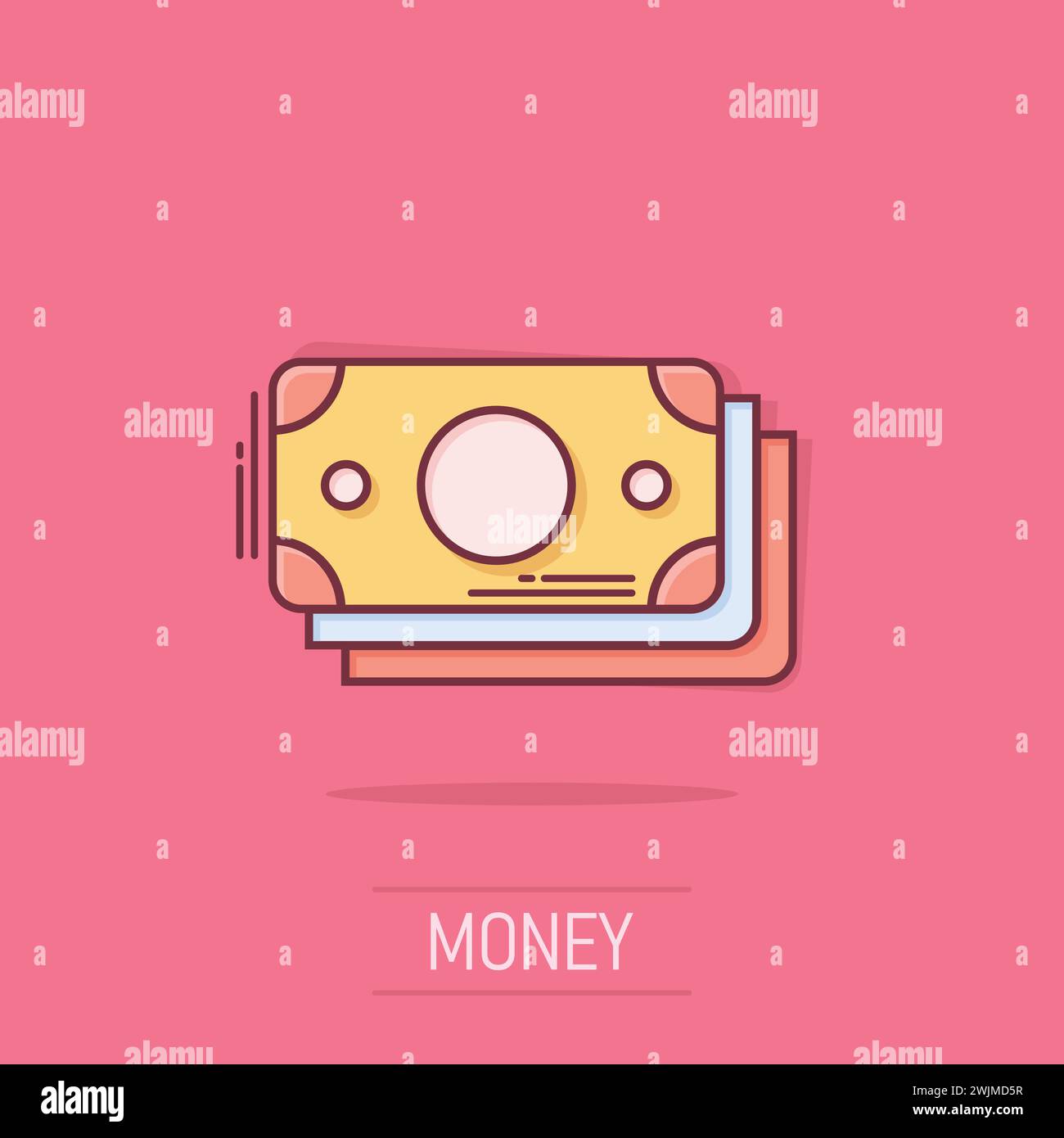 Money currency banknote icon in comic style. Dollar cash cartoon vector ...