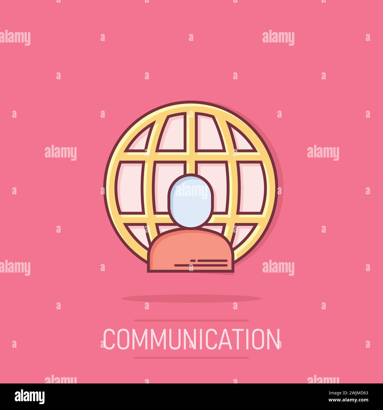 People global icon in comic style. World communication cartoon vector ...