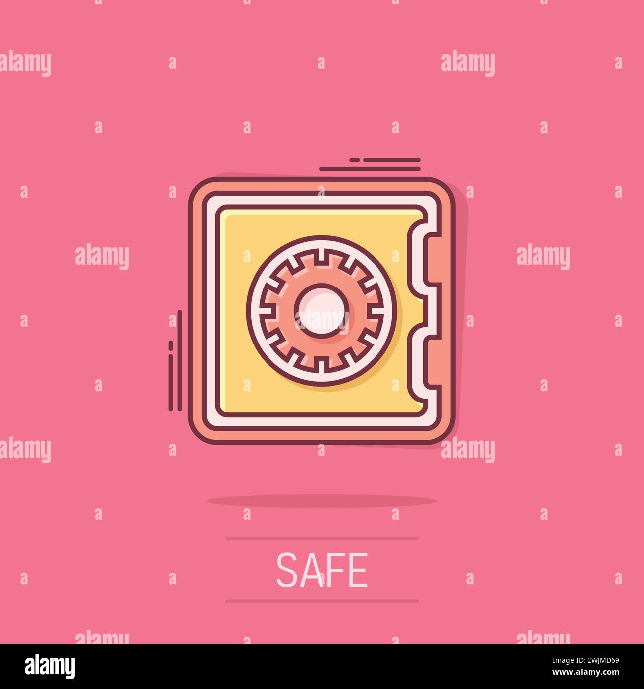 Safe money icon in comic style. Strongbox cartoon vector illustration ...