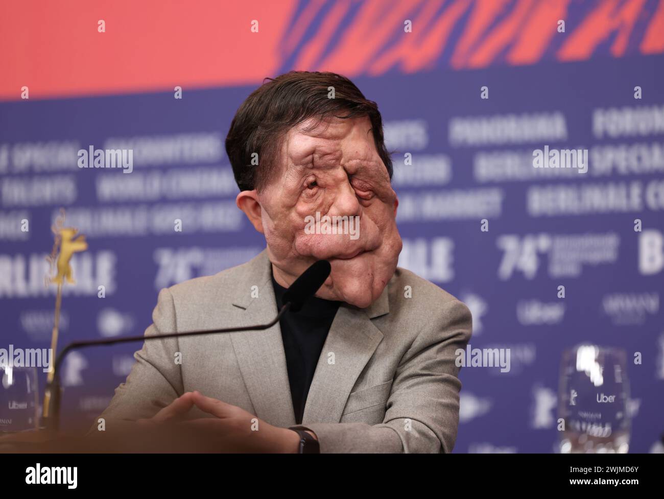 Berlin, Germany. 16th Feb, 2024. Adam Pearson, actor, during the press ...
