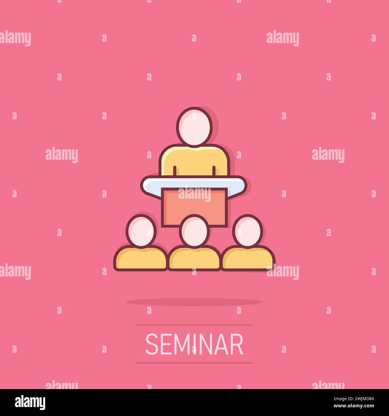 People on podium icon in comic style. Speaker cartoon vector ...