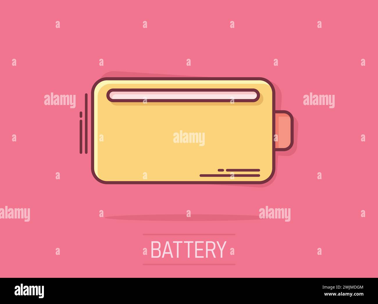 Battery charge icon in comic style. Power level cartoon vector ...