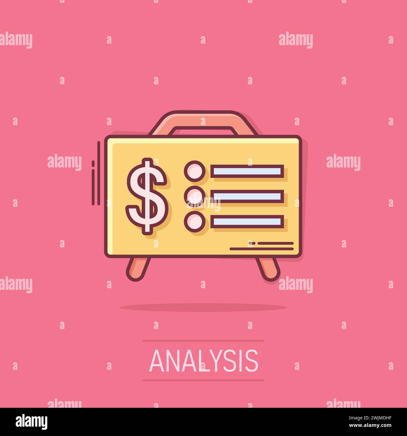 Financial presentation icon in comic style. Money analysis cartoon ...