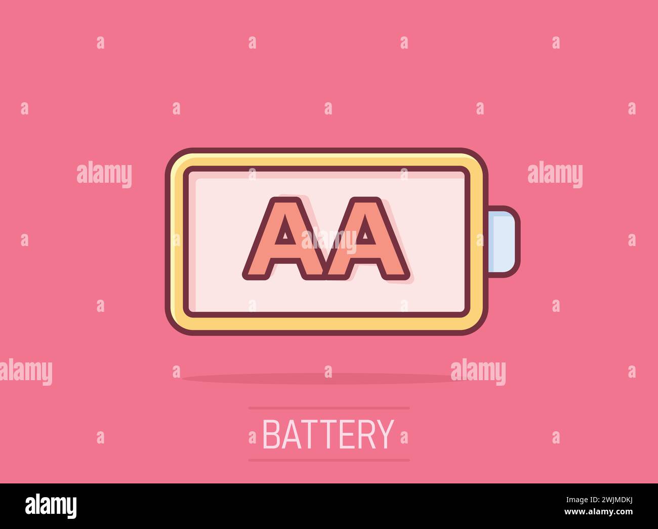 AA battery icon in comic style. Power level cartoon vector illustration ...