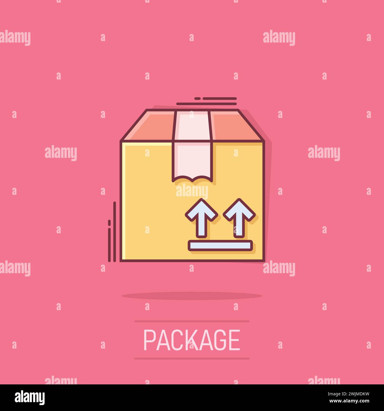 Shipping box icon in comic style. Container cartoon vector illustration ...