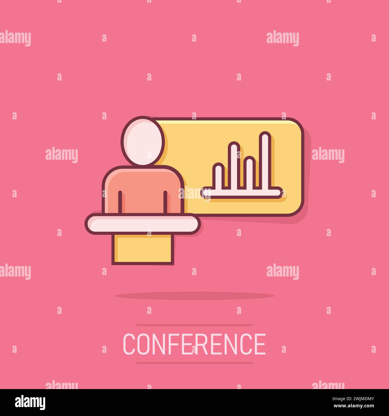People on podium icon in comic style. Speaker cartoon vector ...