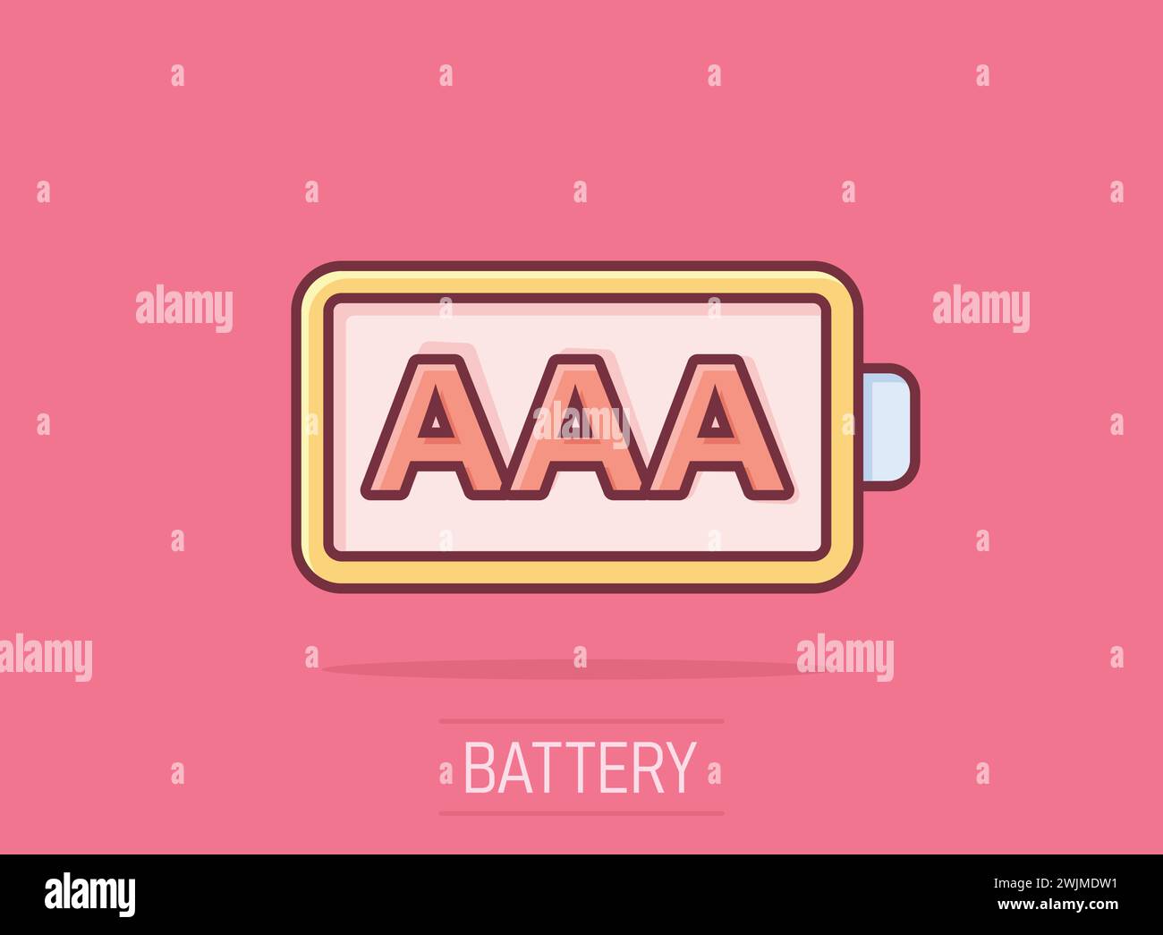 AAA battery icon in comic style. Power level cartoon vector ...