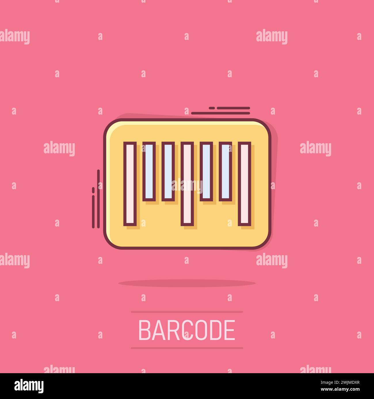 Barcode icon in comic style. Product distribution cartoon vector ...