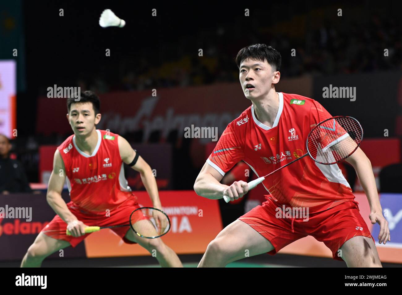 Shah Alam, Malaysia. 16th Feb, 2024. Chen Boyang (R)/Liu Yi of China ...