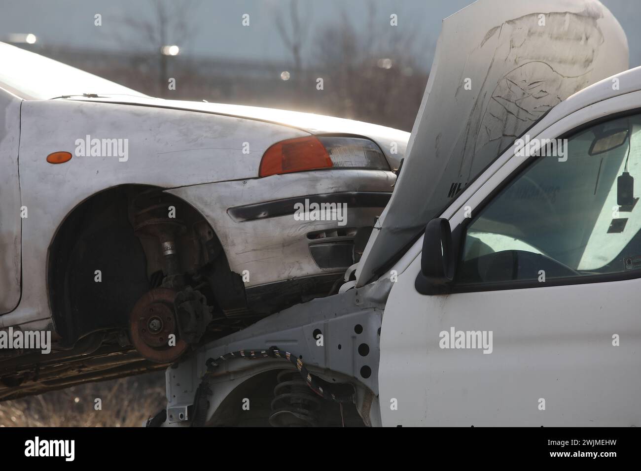 Fire and Rescue Imergency Units at car crash training on highway Stock ...