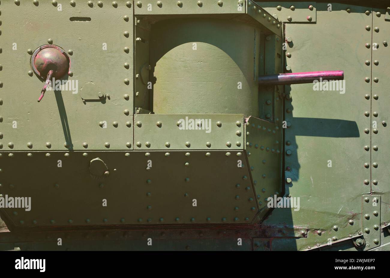 The texture of the wall of the tank, made of metal and reinforced with ...