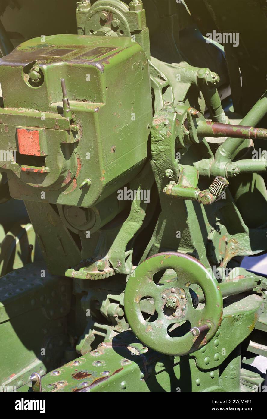 A close-up mechanism of a portable weapon of the Soviet Union of World ...