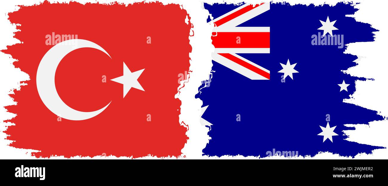 Australia and Turkey grunge flags connection, vector Stock Vector Image ...