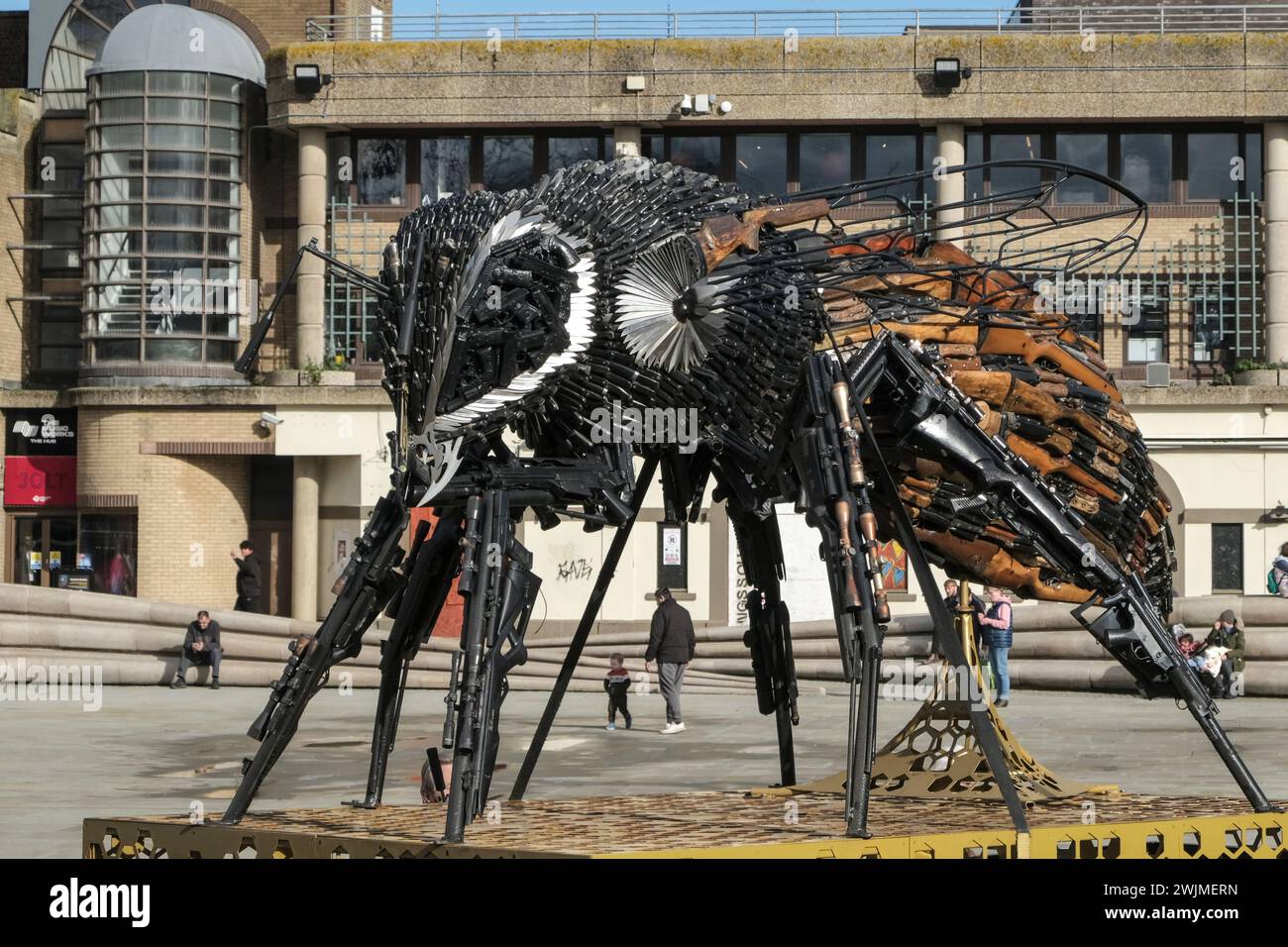 Glos, UK. 16th Feb, 2024. Anti-Violence Bee is on display today in ...