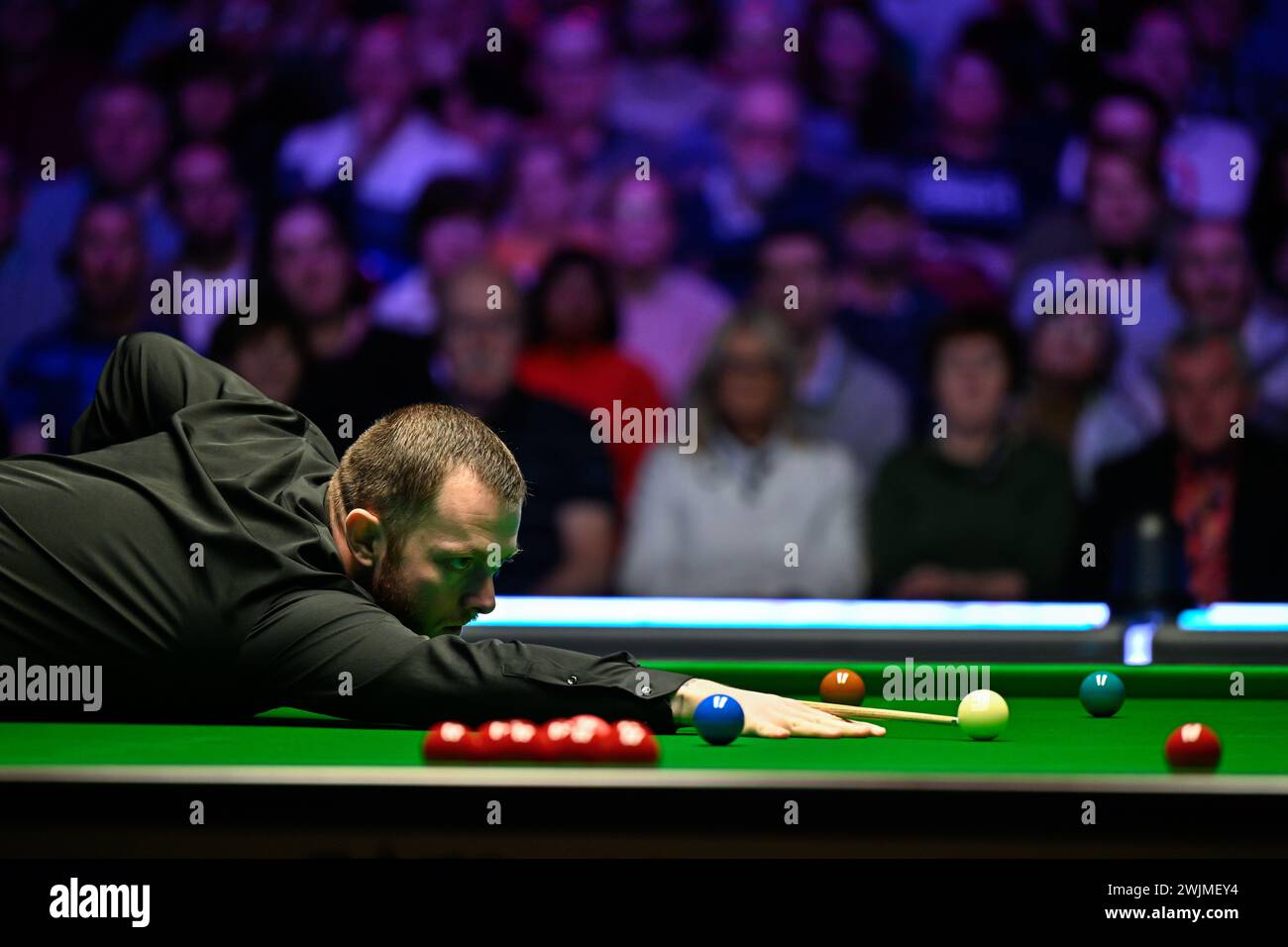 Mark Allen takes a shot, during the 2024 BetVictor Welsh Open at Venue ...