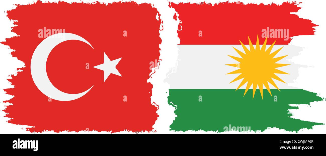 Kurdistan and Turkey grunge flags connection, vector Stock Vector Image ...