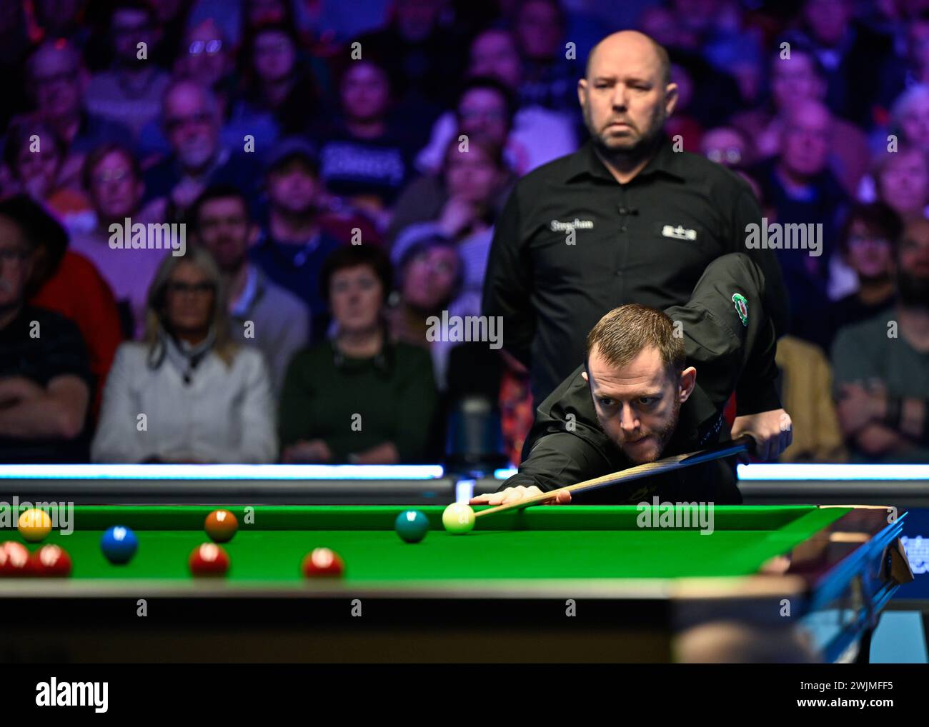 Mark Allen takes a shot, during the 2024 BetVictor Welsh Open at Venue ...