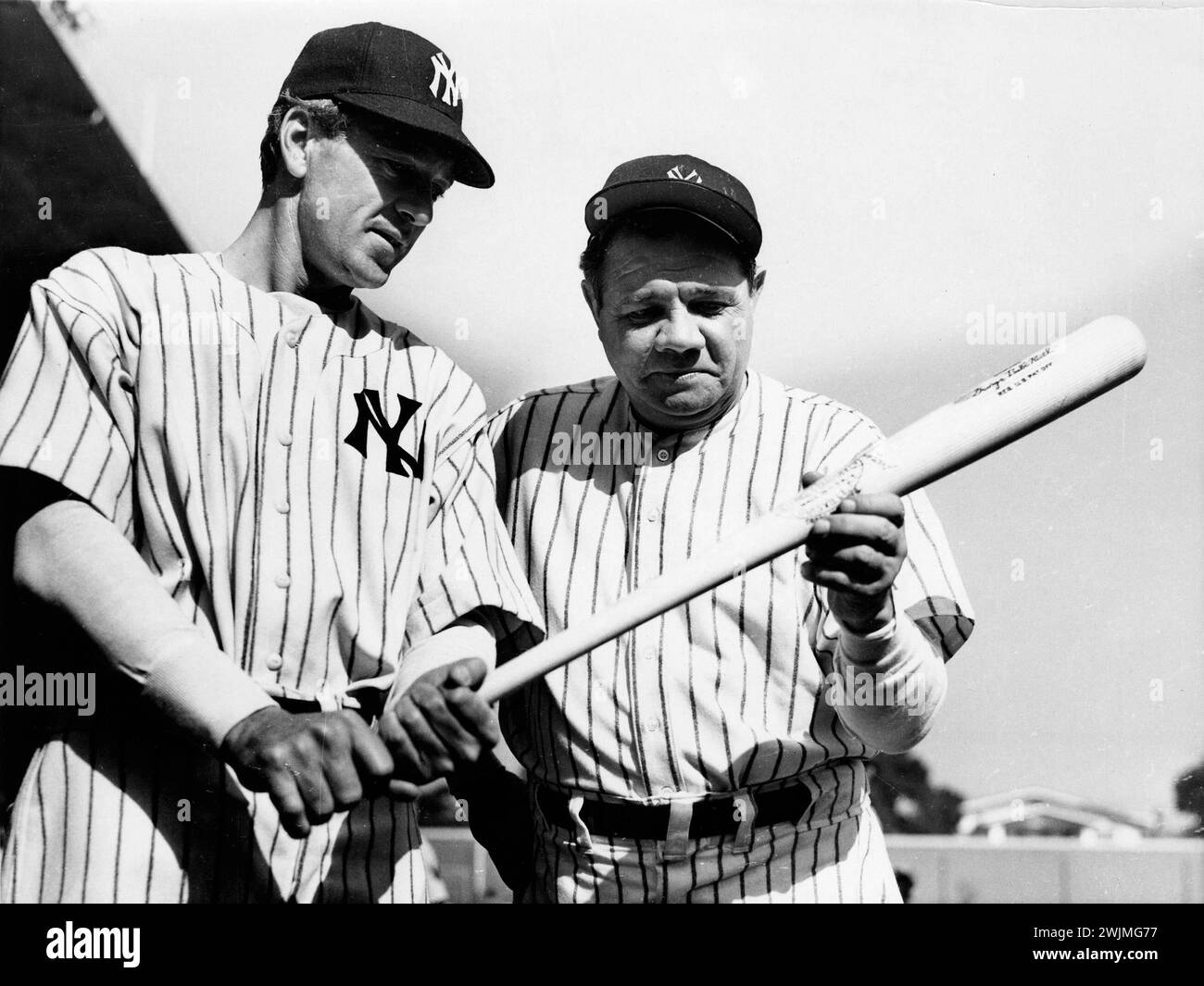 Babe Ruth (right) with actor Gary Cooper in the 1942 film The Pride of ...