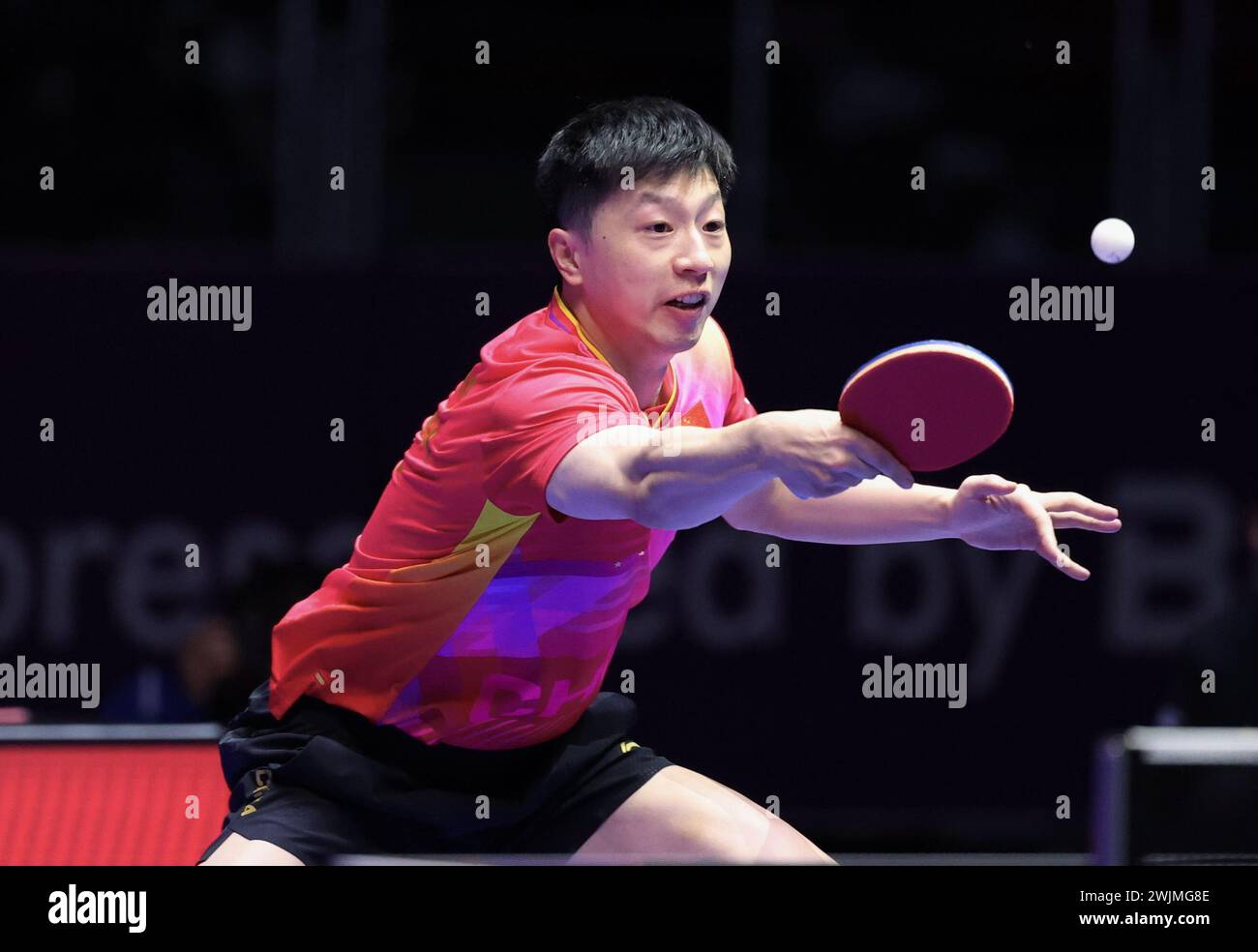 Busan, South Korea. 16th Feb, 2024. Ma Long of China competes against ...