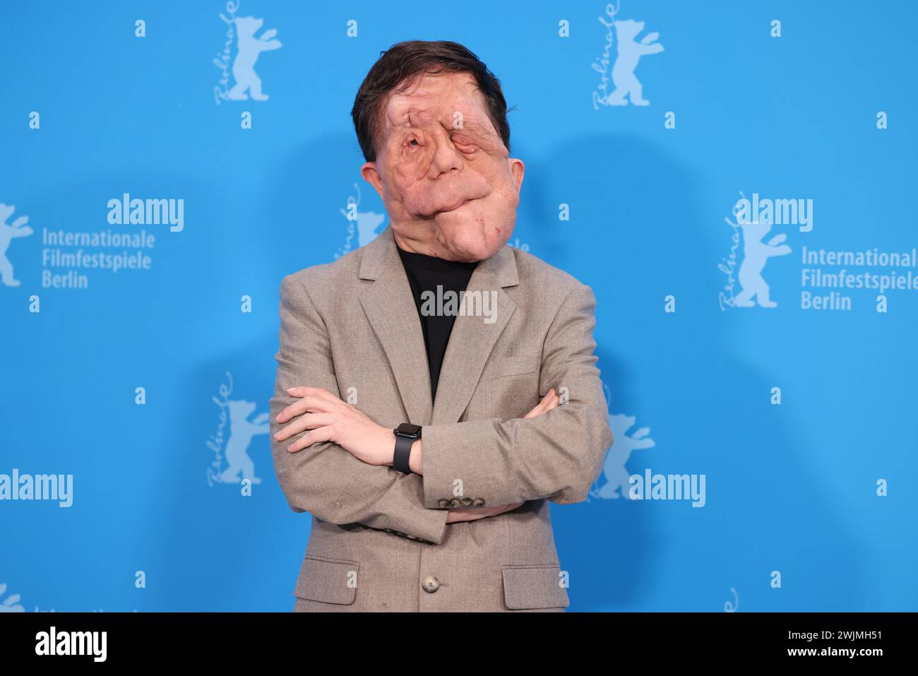 Berlin, Germany. 16th Feb, 2024. Adam Pearson, actor, arrives at the ...