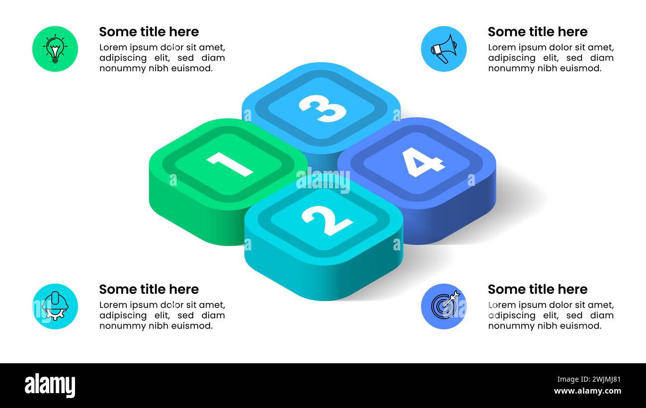 Infographic template with icons and 4 options or steps. Isometric squares. Can be used for ...