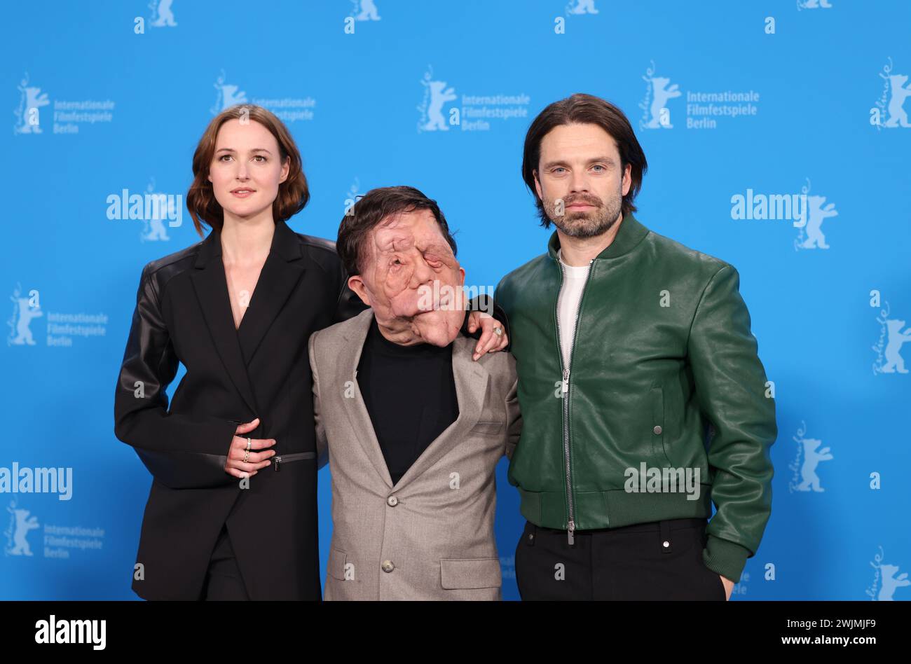 Berlin, Germany. 16th Feb, 2024. Renate Reinsve (l-r), actress, Adam ...