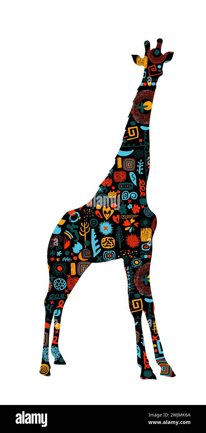 Abstract silhouette of a giraffe. hand drawing. Not AI, Vector ...